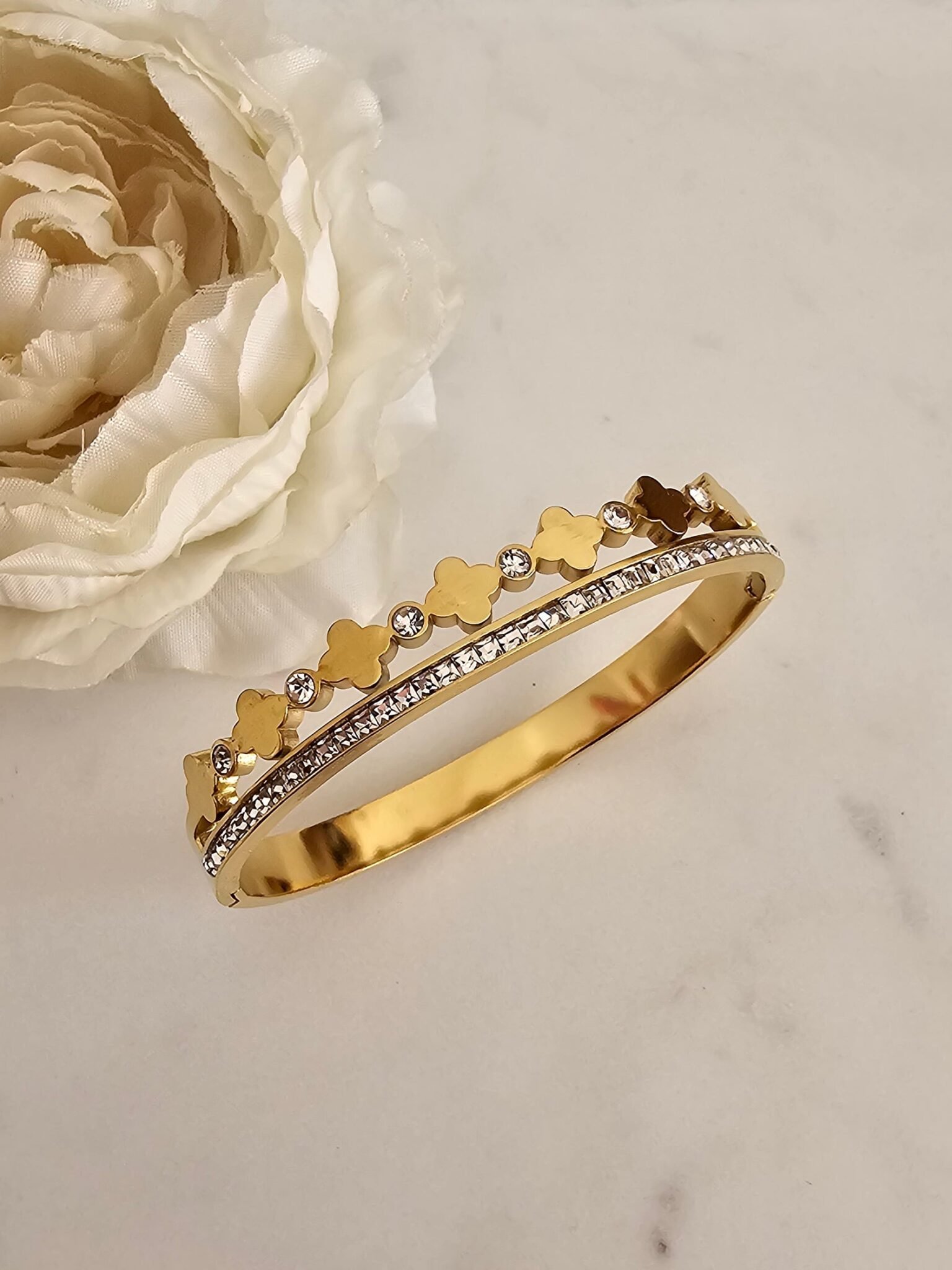 Tiara Luxe 18K Gold Plated Bangle Bracelet - Chloe Conor